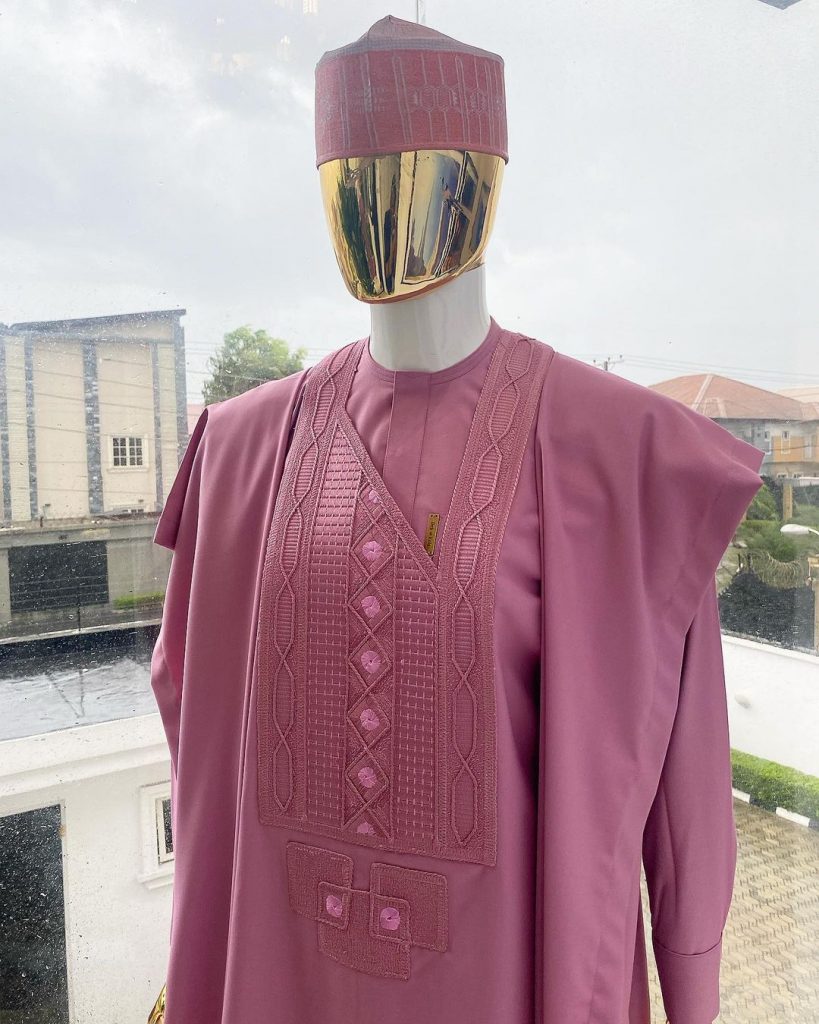 Shop Ballet Slipper Pink Embroidery African Agbada- Deji & Kola