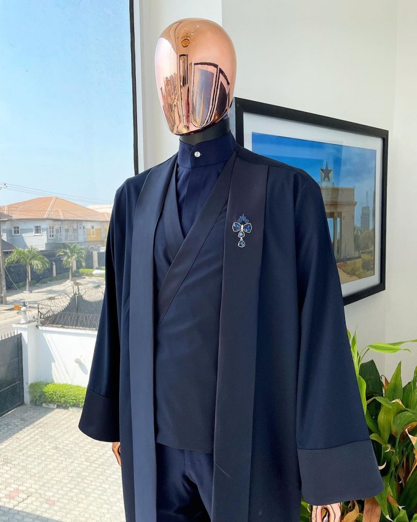 Shop Midnight blue “Samurai” Cloxedo Suit, Deji & Kola