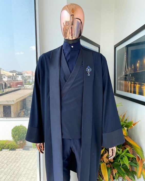 Shop Midnight blue “Samurai” Cloxedo Suit, Deji & Kola