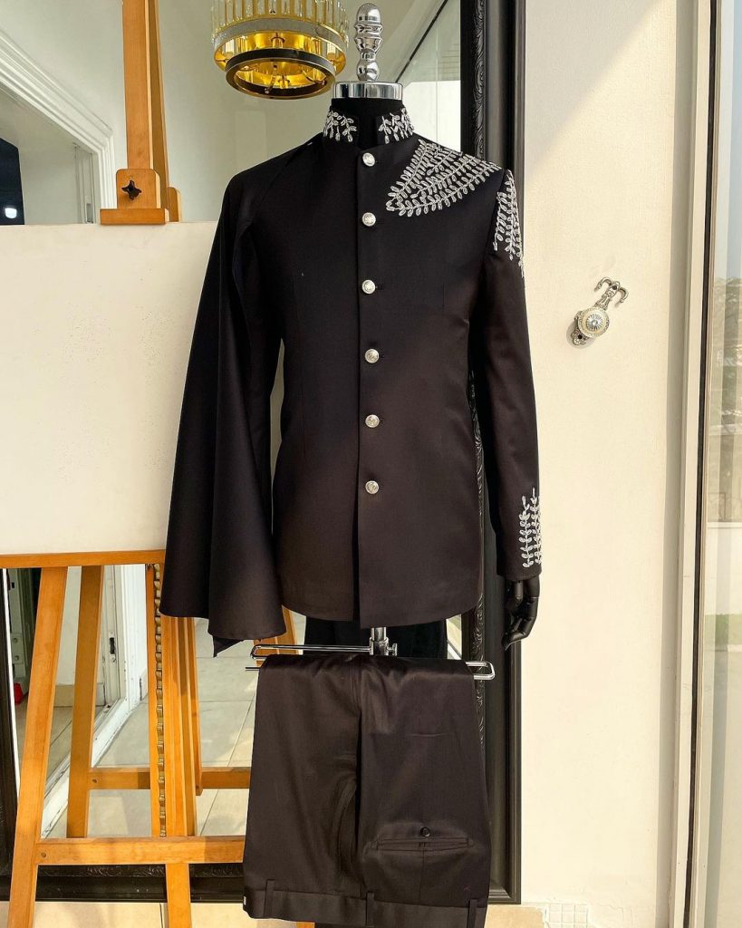 Shop Charcoal black, hand “Ide” silver metal wire Suit - Deji & Kola