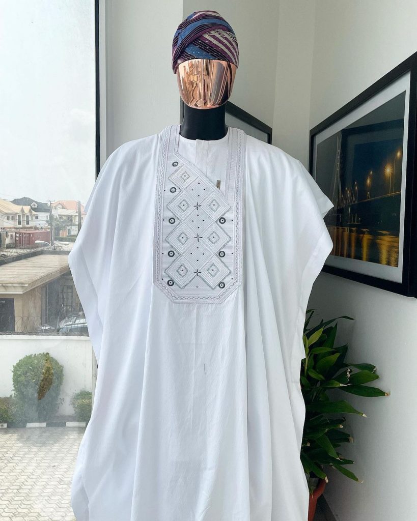 Shop Cocaine White, Dropping-Layered African Agbada - Deji & Kola