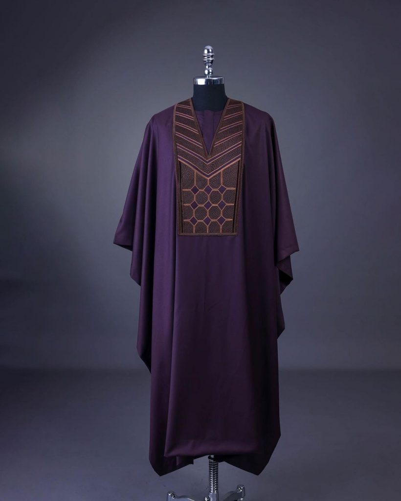 Shop Rasin purple, layered octagon embroidery Agbada-Deji & Kola