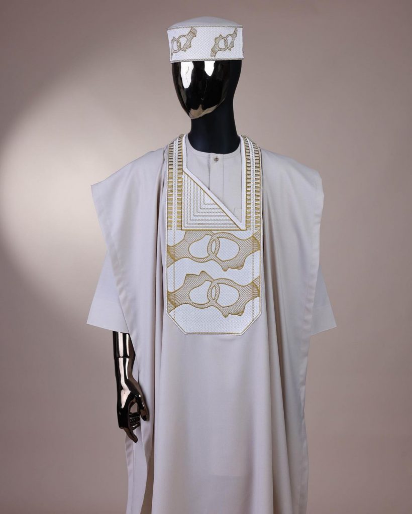 Shop Porcelain, Connected Embroidery African Agbada- Deji & Kola