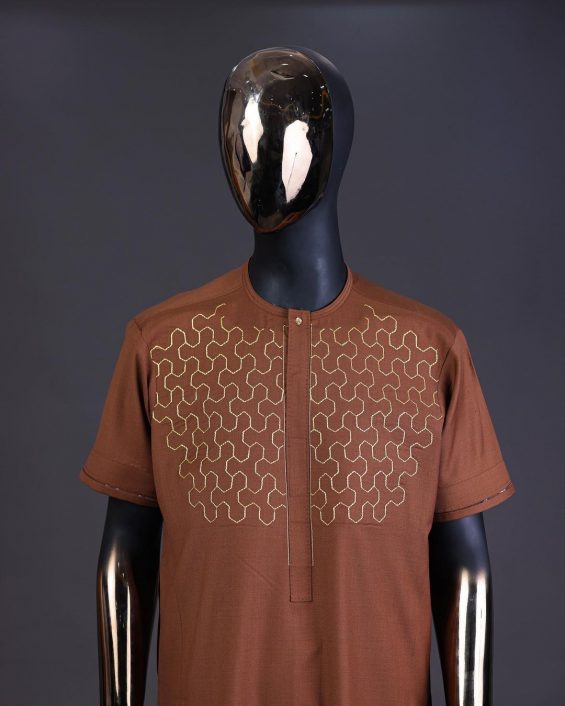 Shop caramel brown front flap African Traditional kaftan Native- Deji ...