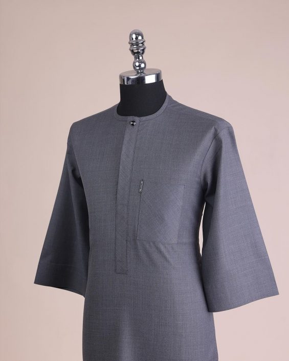 Shop Steel Grey, Front Flap African Traditional Native Kaftan - Deji & Kola