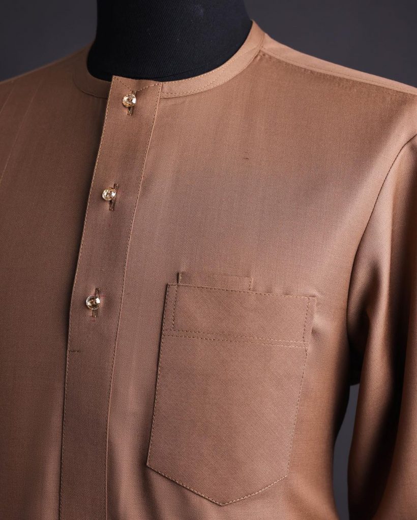 Shop Light Brown, Front Flap Traditional African Kaftan - Deji & Kola