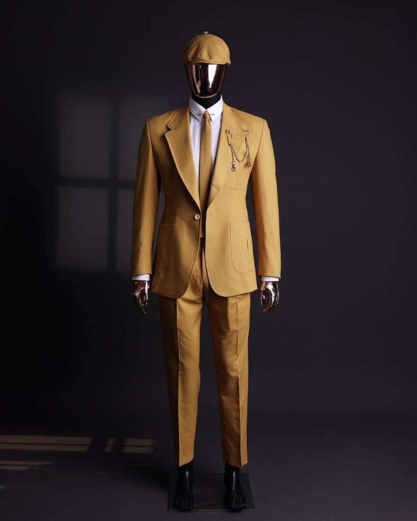 Shop Mustard Yellow Linen Single button Jacket - Deji & Kola