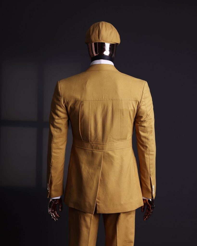 Shop Mustard Yellow Linen Single button Jacket - Deji & Kola