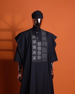 Shop Charcoal Black, “Arewa” Embroidery African Agbada - Deji & Kola