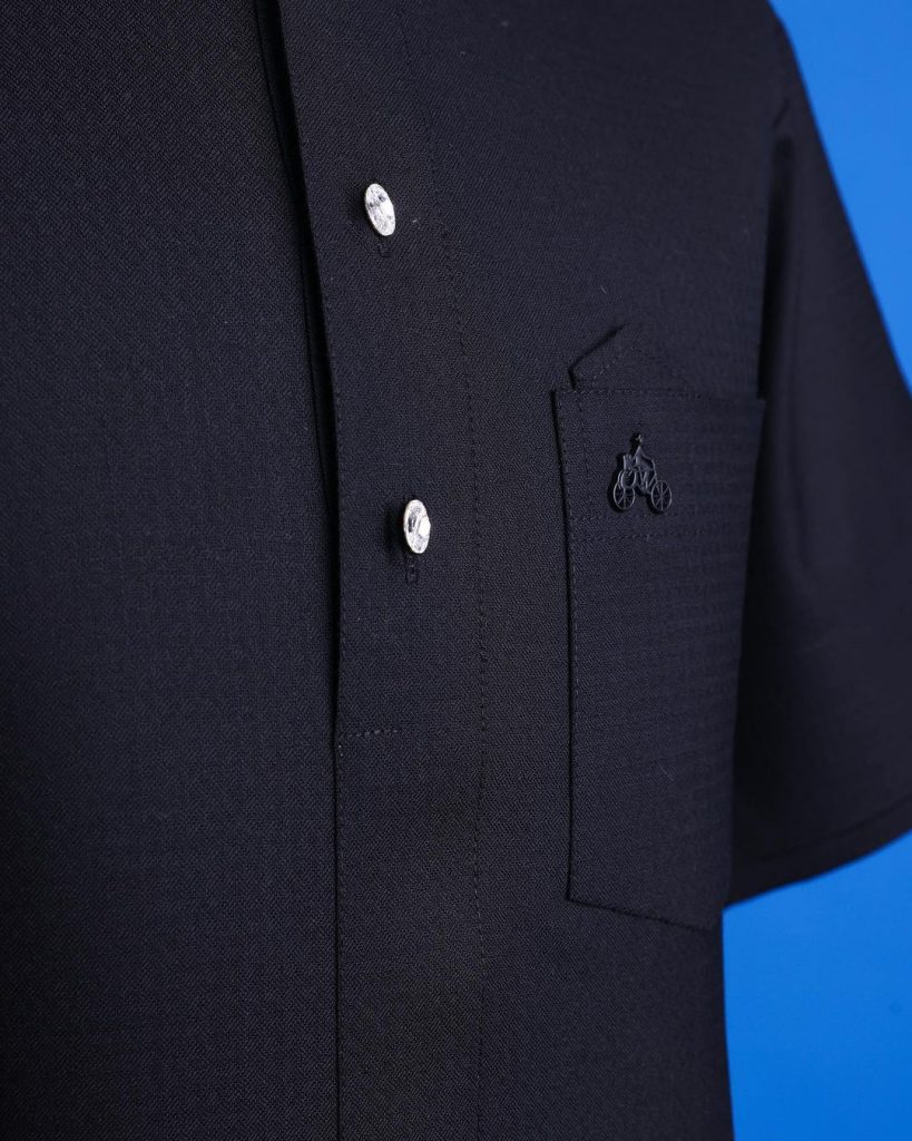 Shop Charcoal Black, Square Pattern Front Flap African kaftan-Deji & Kola