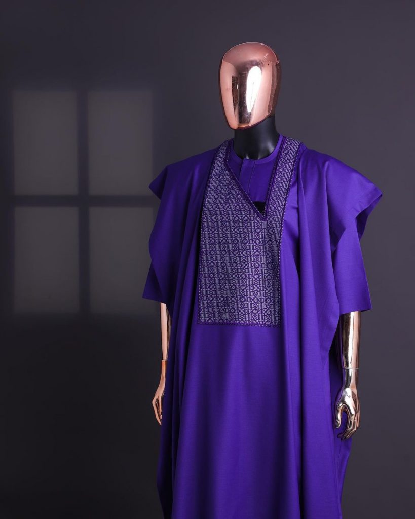 Shop Aesthetic purple Embroidery Traditiona Afrian Agbada- Deji & Kola