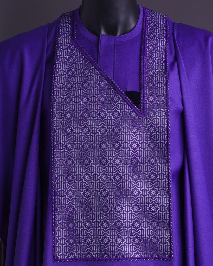 Shop Aesthetic purple Embroidery Traditiona Afrian Agbada- Deji & Kola