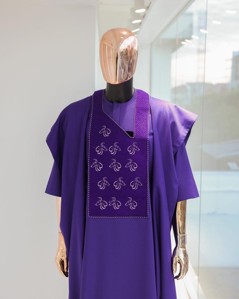 Shop Aesthetic purple Embroidery Traditiona Afrian Agbada- Deji & Kola
