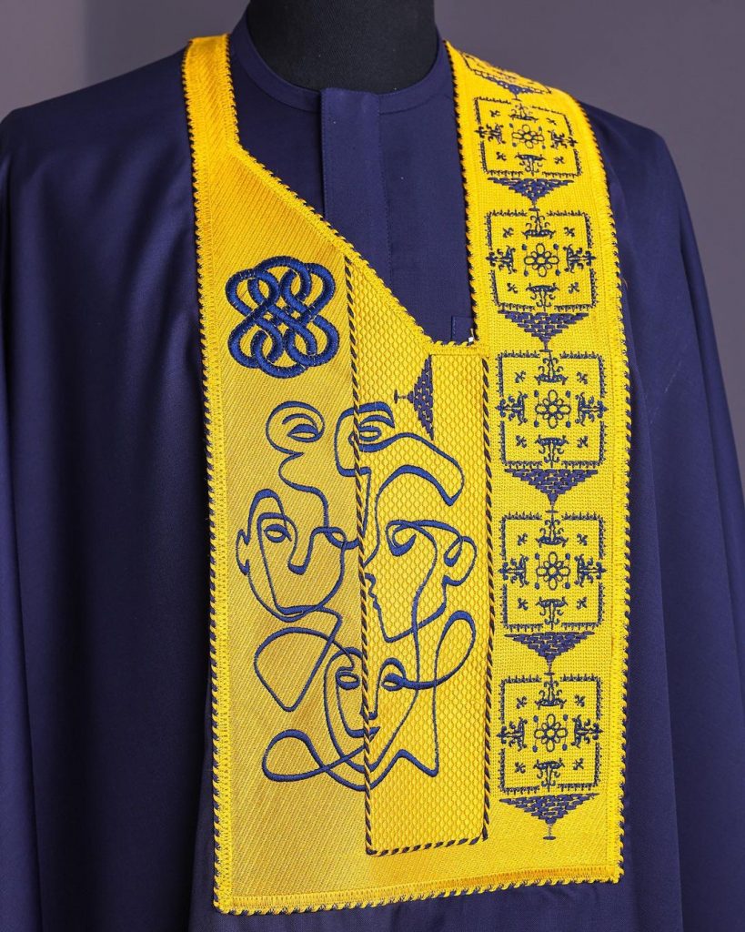 Shop Navy blue Embroidery Traditional Afrian Agbada - Deji & Kola