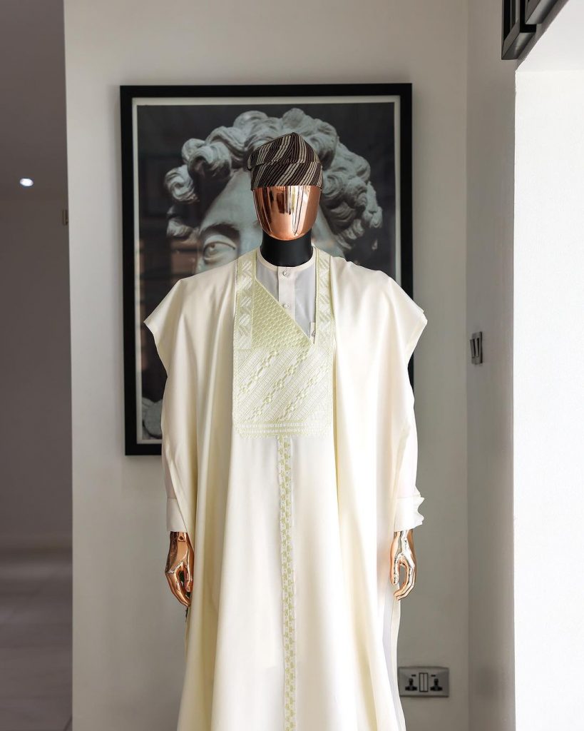 Shop Ivory White, Jakan & Lines Embroidery African Agbada-Deji& Kola